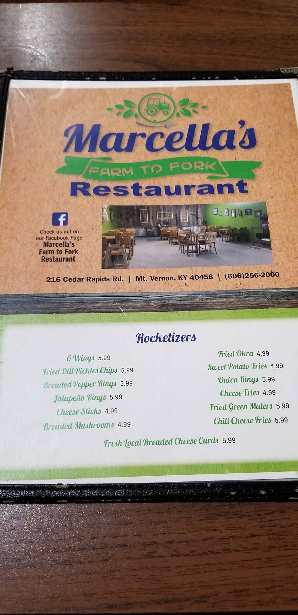 Menu at Marcella's Farm to Fork restaurant, Mount Vernon, 216 Cedar ...