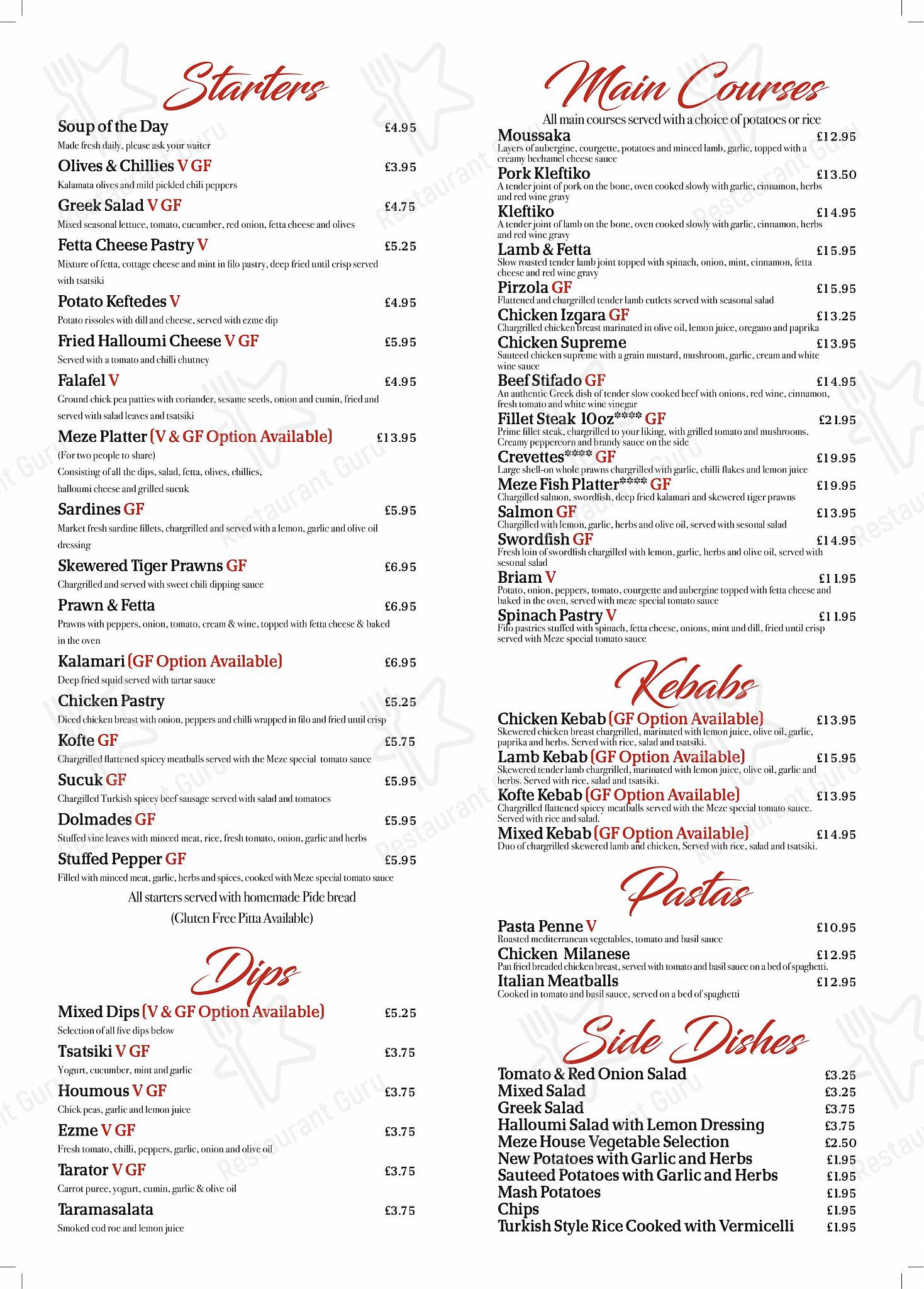 Menu At Meze Restaurant Brighouse