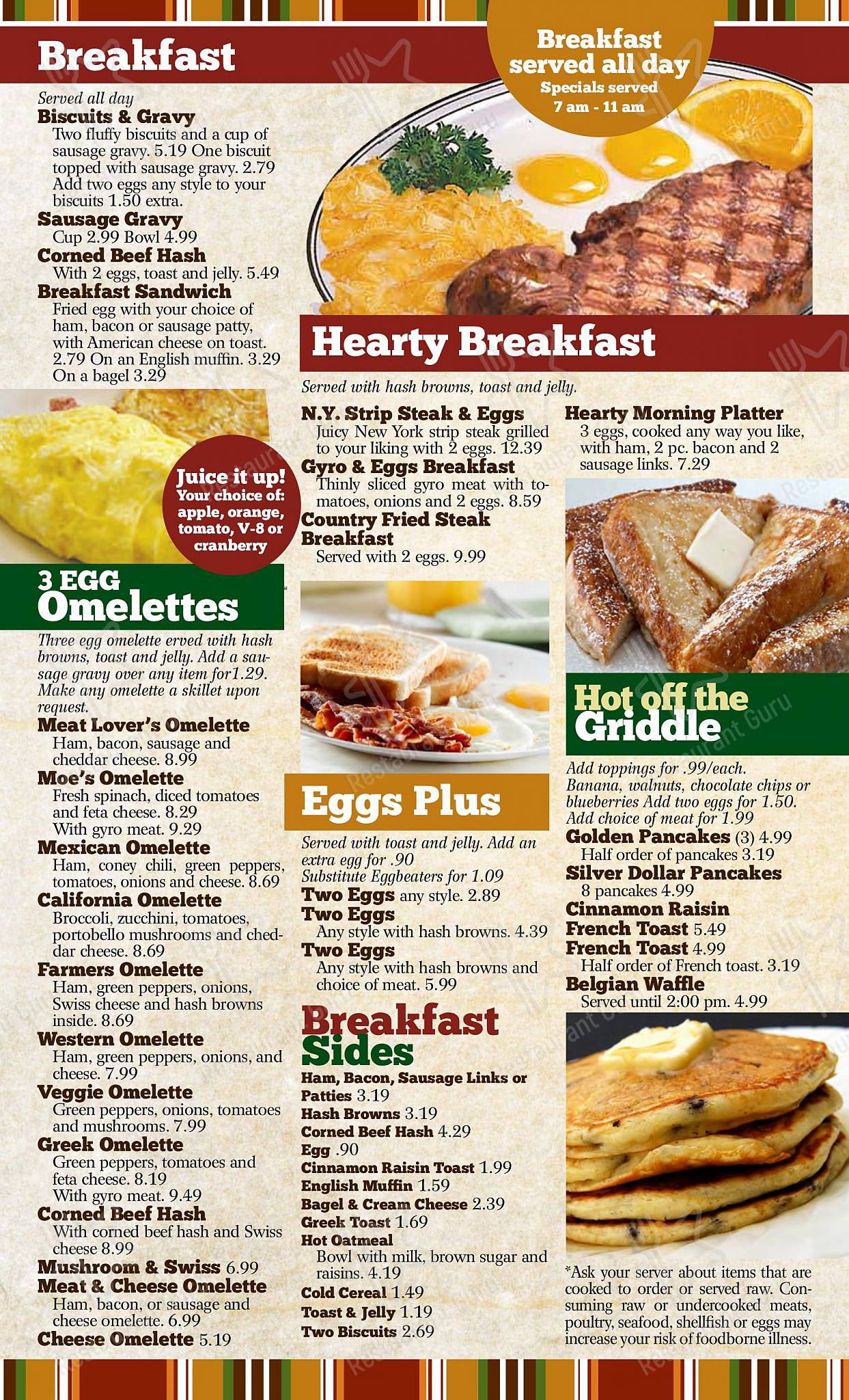 Menu at Mimi's Diner restaurant, Township of Hamburg