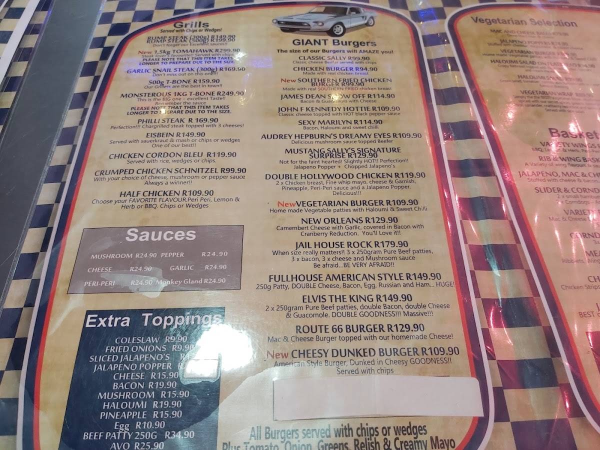 Menu at Mustang Sally's Pub & Diner Montana, Pretoria