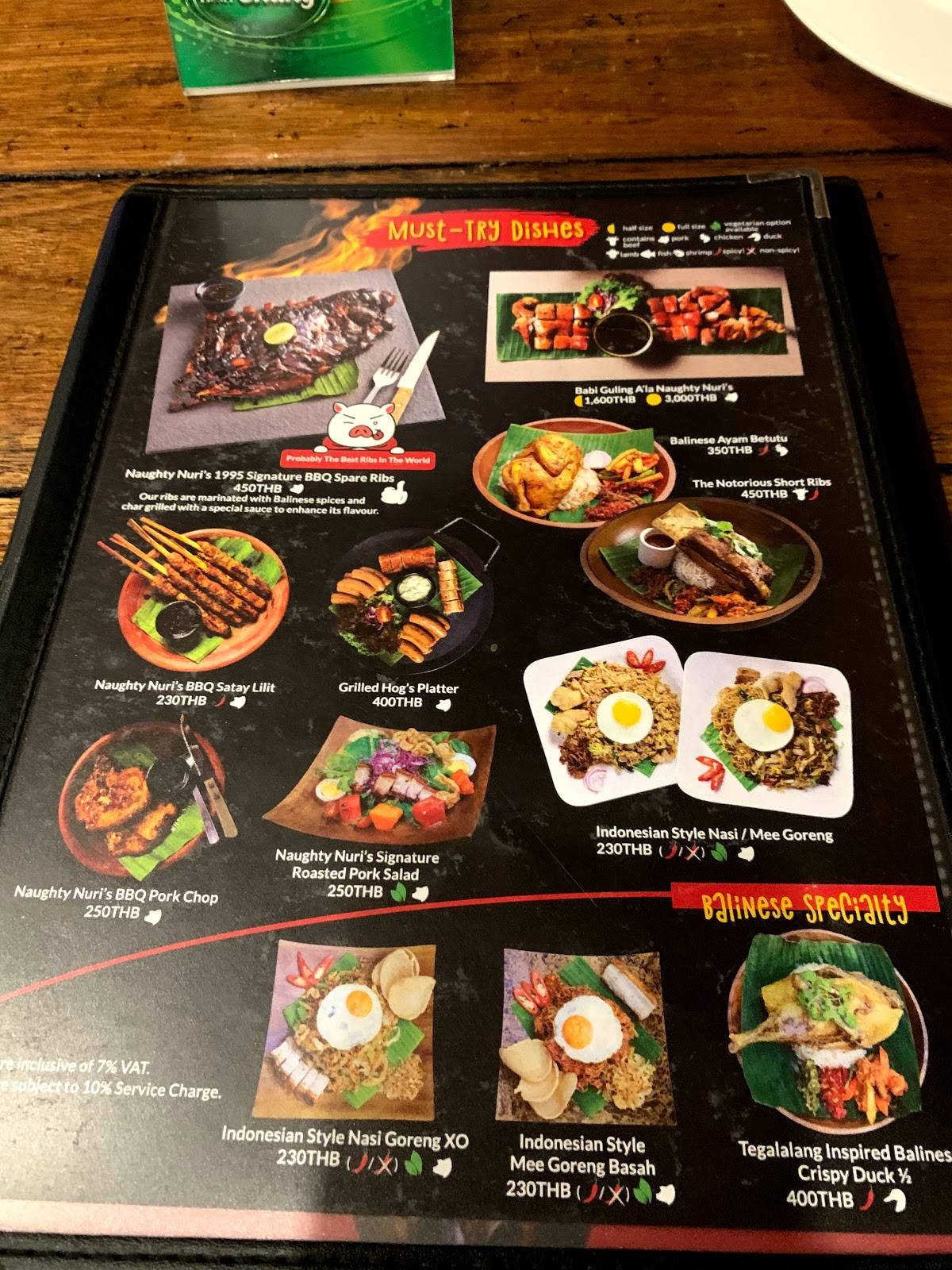 Menu at Naughty Nuri's In The Forest, Phuket restaurant, Wichit