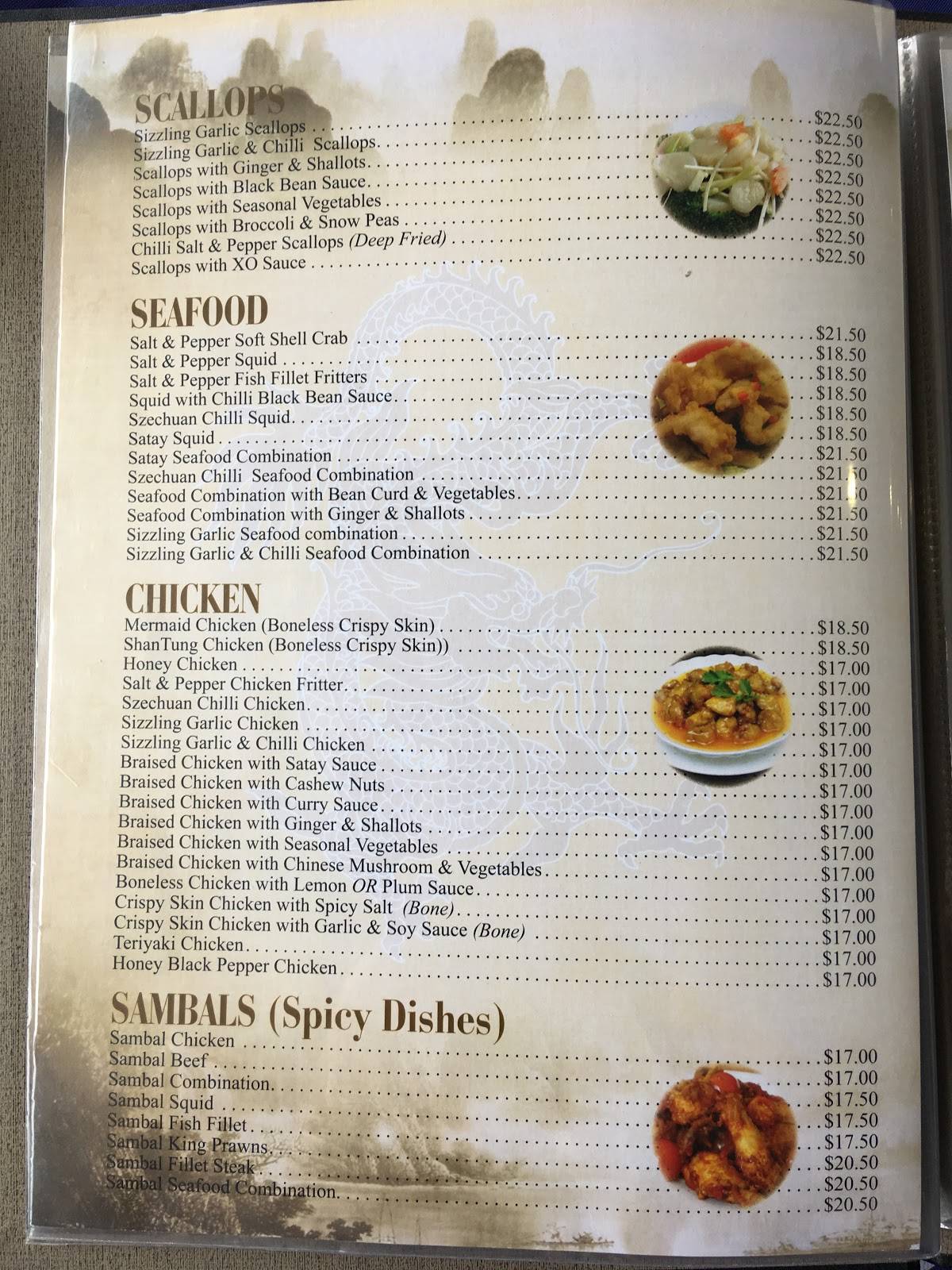 Menu at New Golden Dragon Chinese Restaurant, Batemans Bay