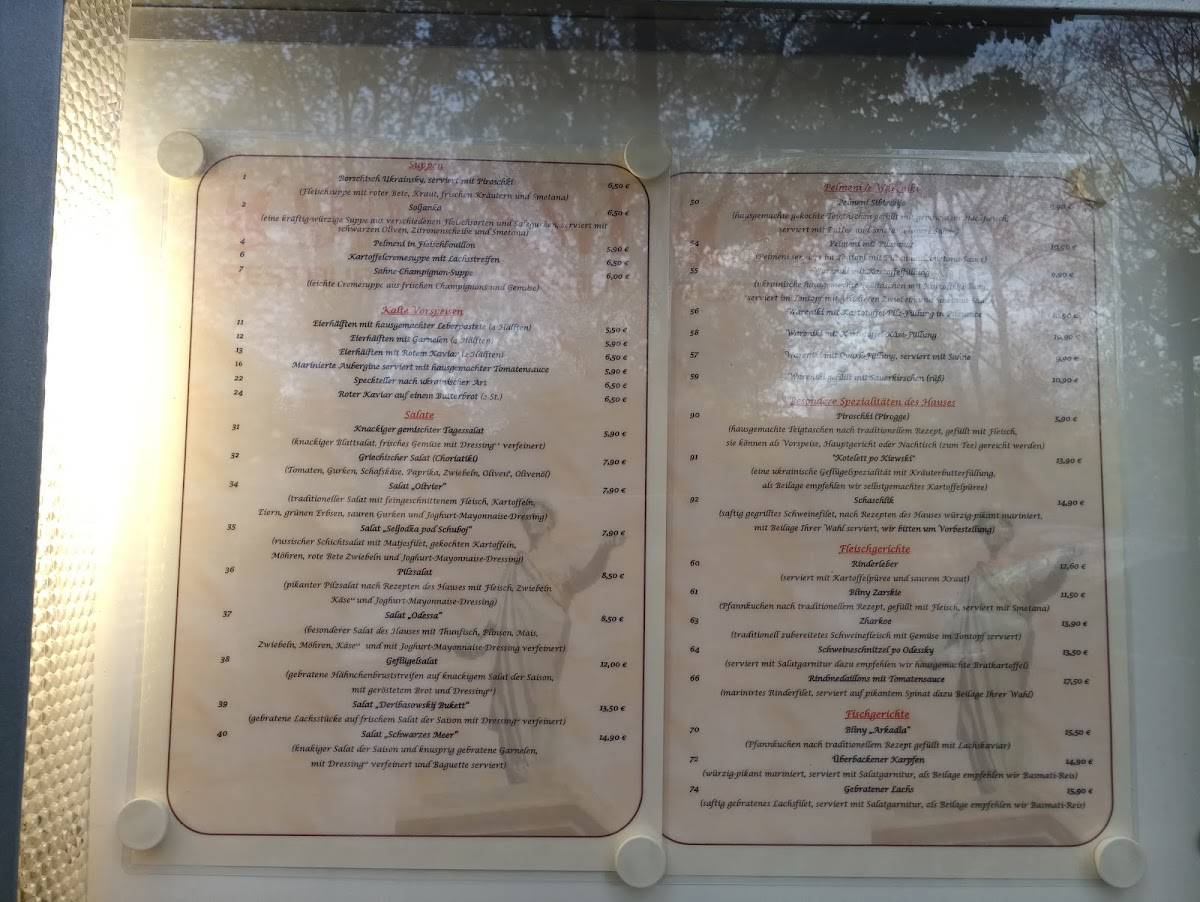 Speisekarte von Restaurant "Odessa", Dresden