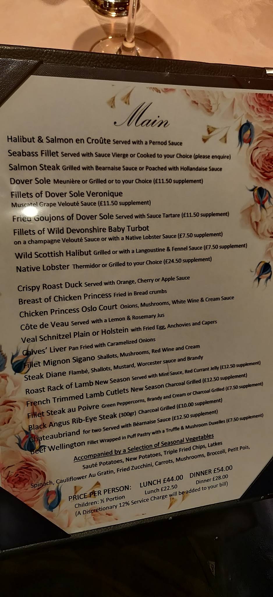 Menu at Oslo Court Restaurant, London