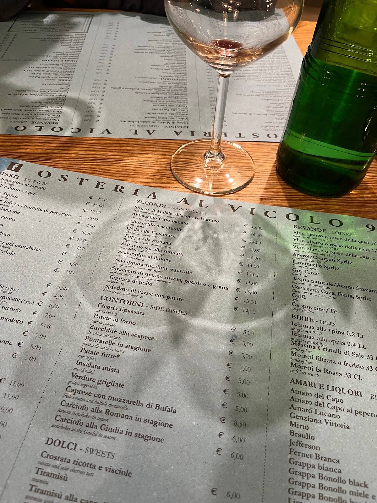Menu da Osteria Al Vicolo 9 ristorante, Roma