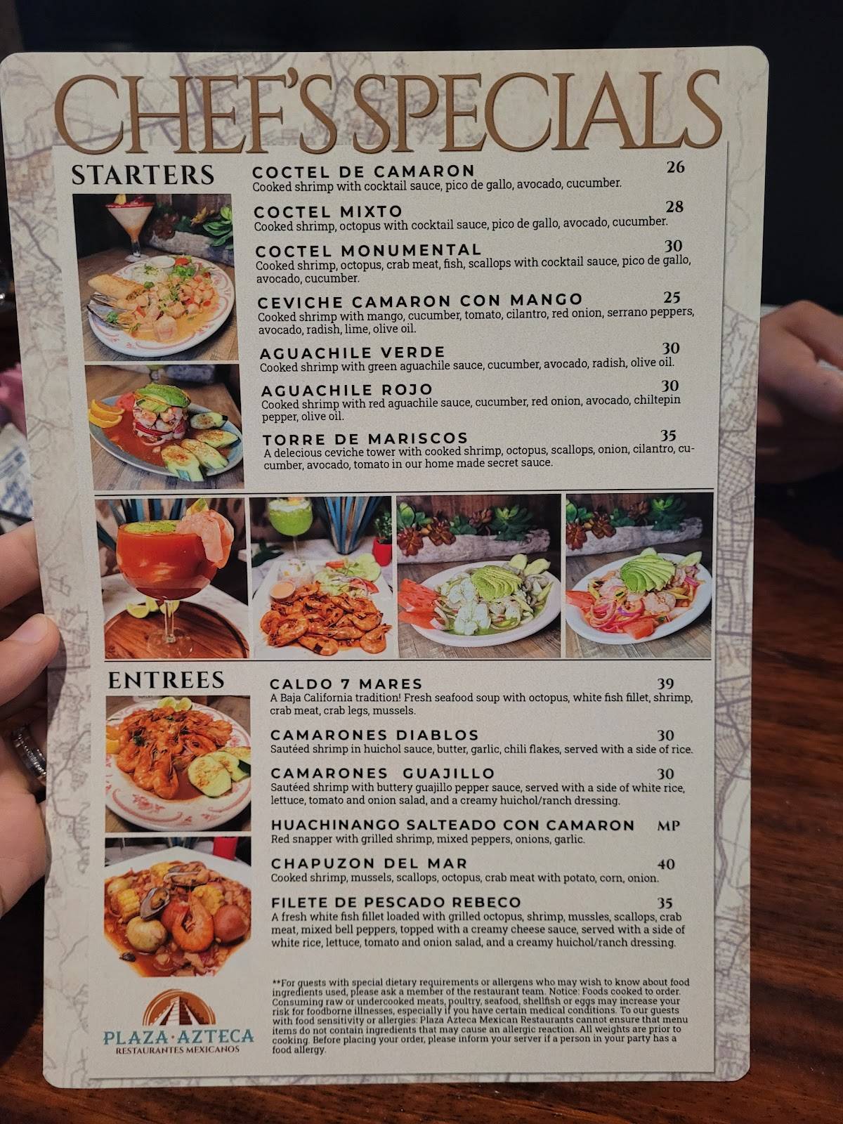 Menu at Plaza Azteca Mexican Restaurant · Lancaster, Lancaster ...