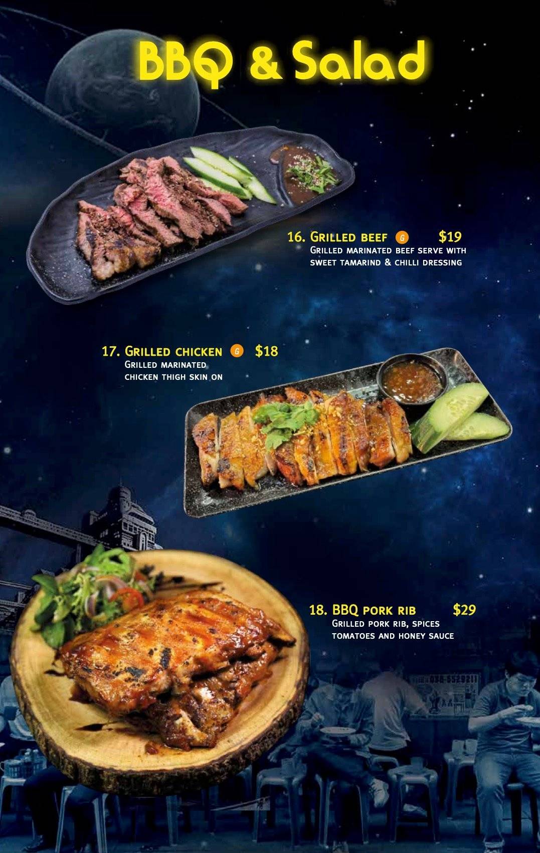 Menu at Pochana restaurant, Brisbane City