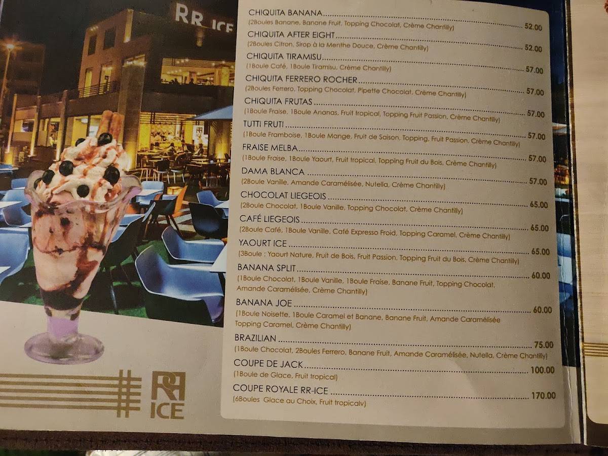 Menu at RR Ice restaurant, Tangier, Q6QR+827