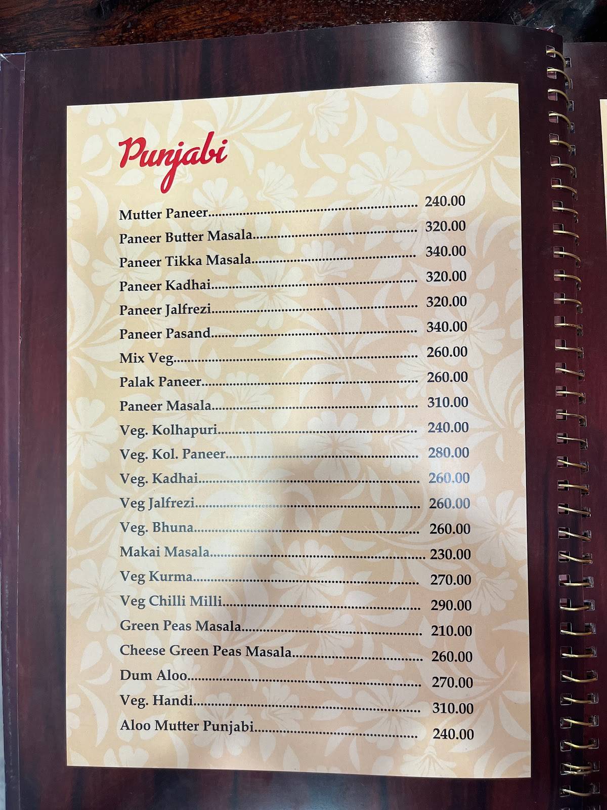 Menu at Rasoi Gujarati / Jain Thali, Panchgani