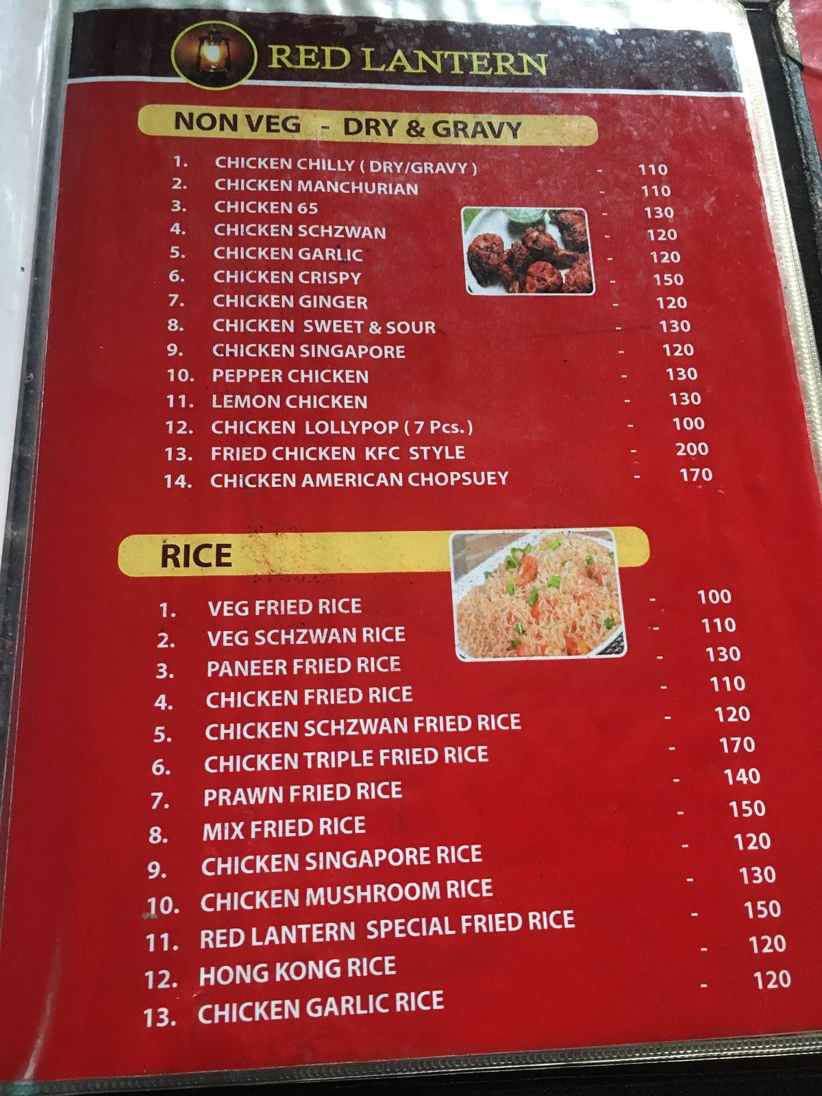 Menu at Red Lantern Restaurant Serves Chinese, Goan Fish Thali, Indian ...
