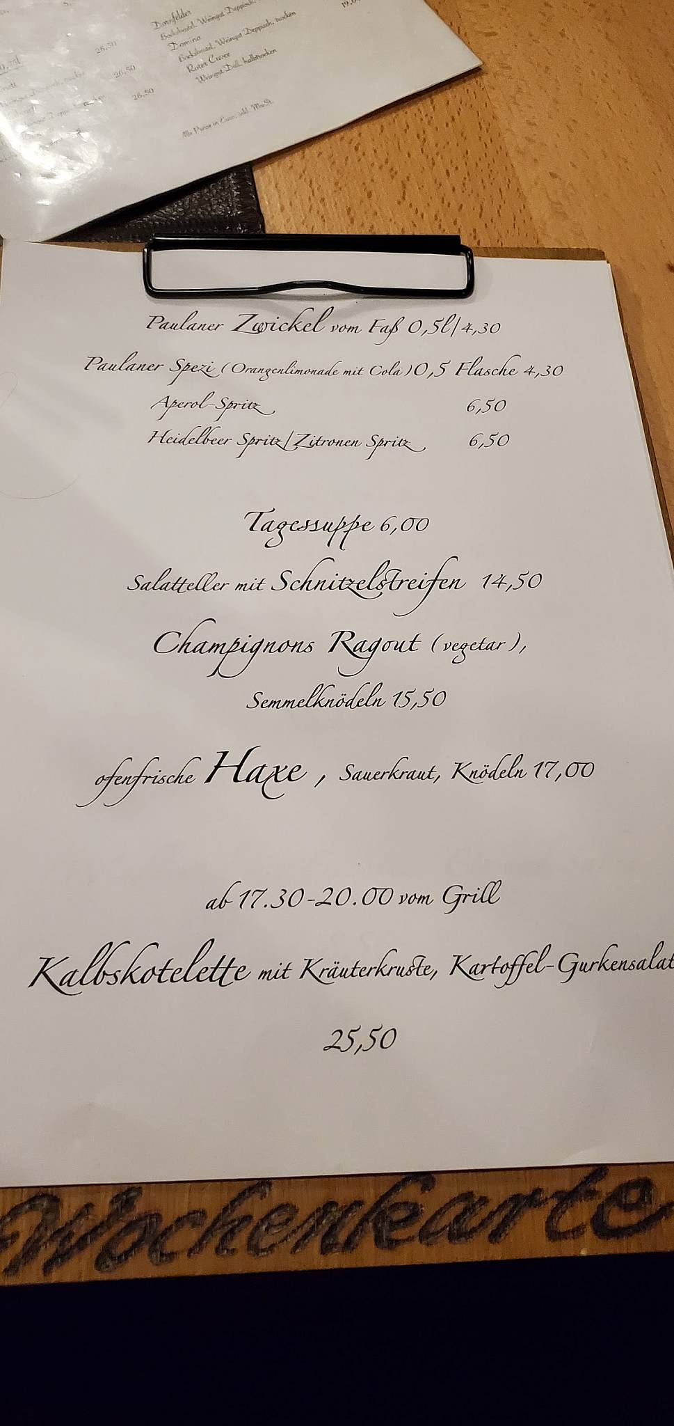 Menu at Restaurant Alter Keller, Rothenburg ob der Tauber