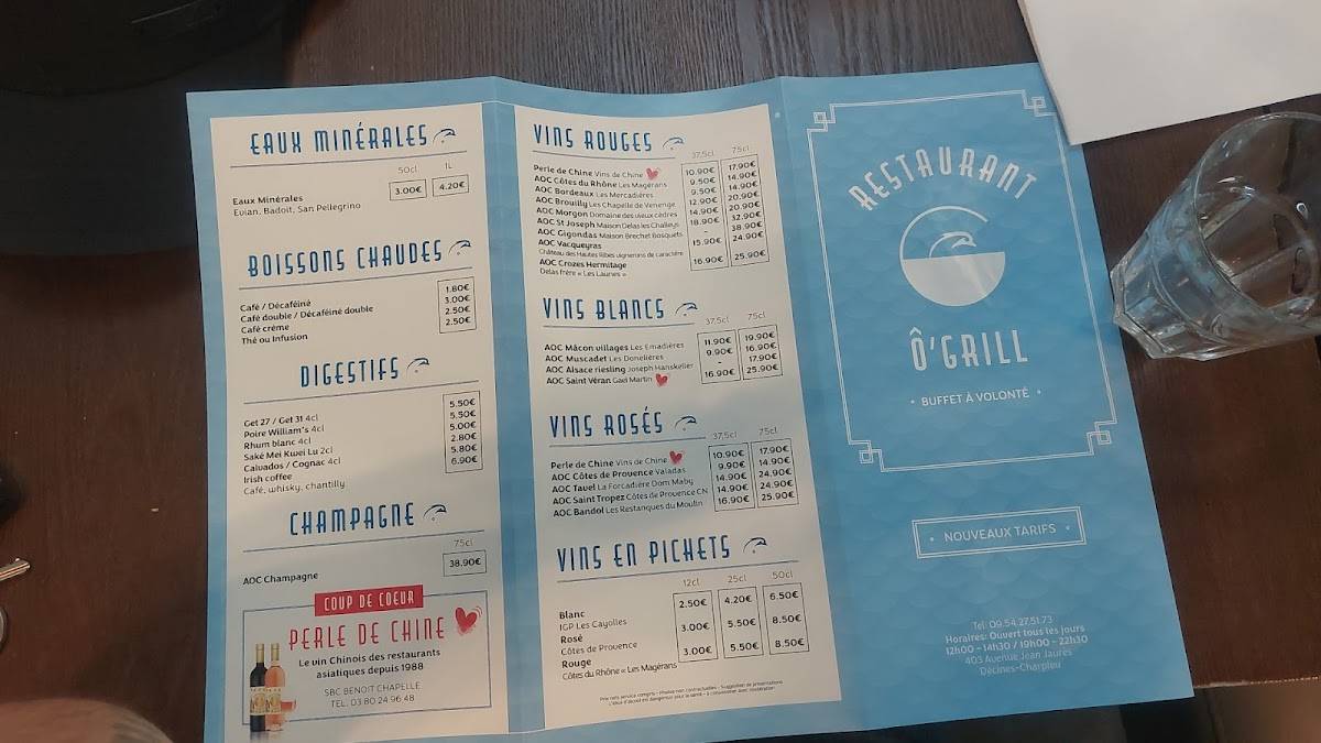 Menu au Restaurant O GRILL, Décines-Charpieu