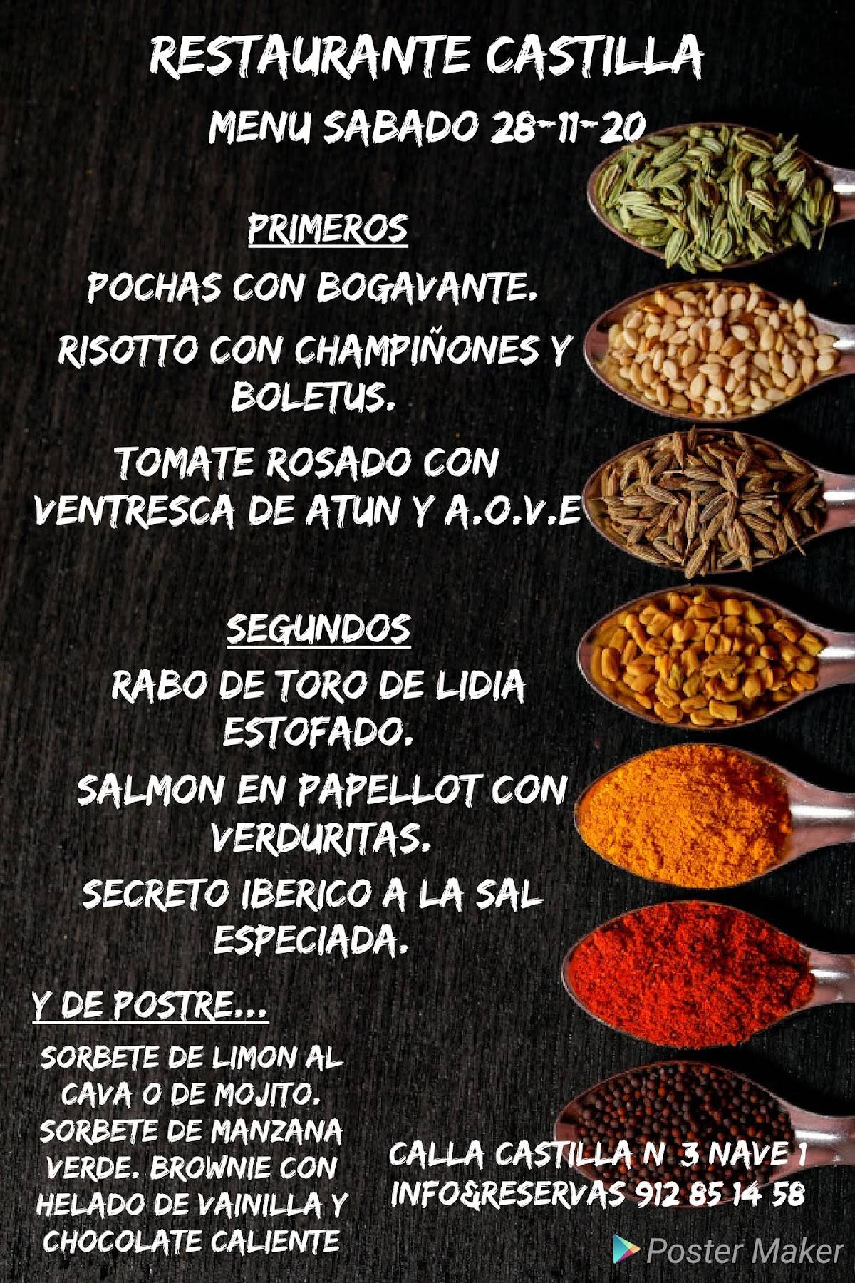 Menu at Restaurante Castilla Mejorada, Mejorada del Campo