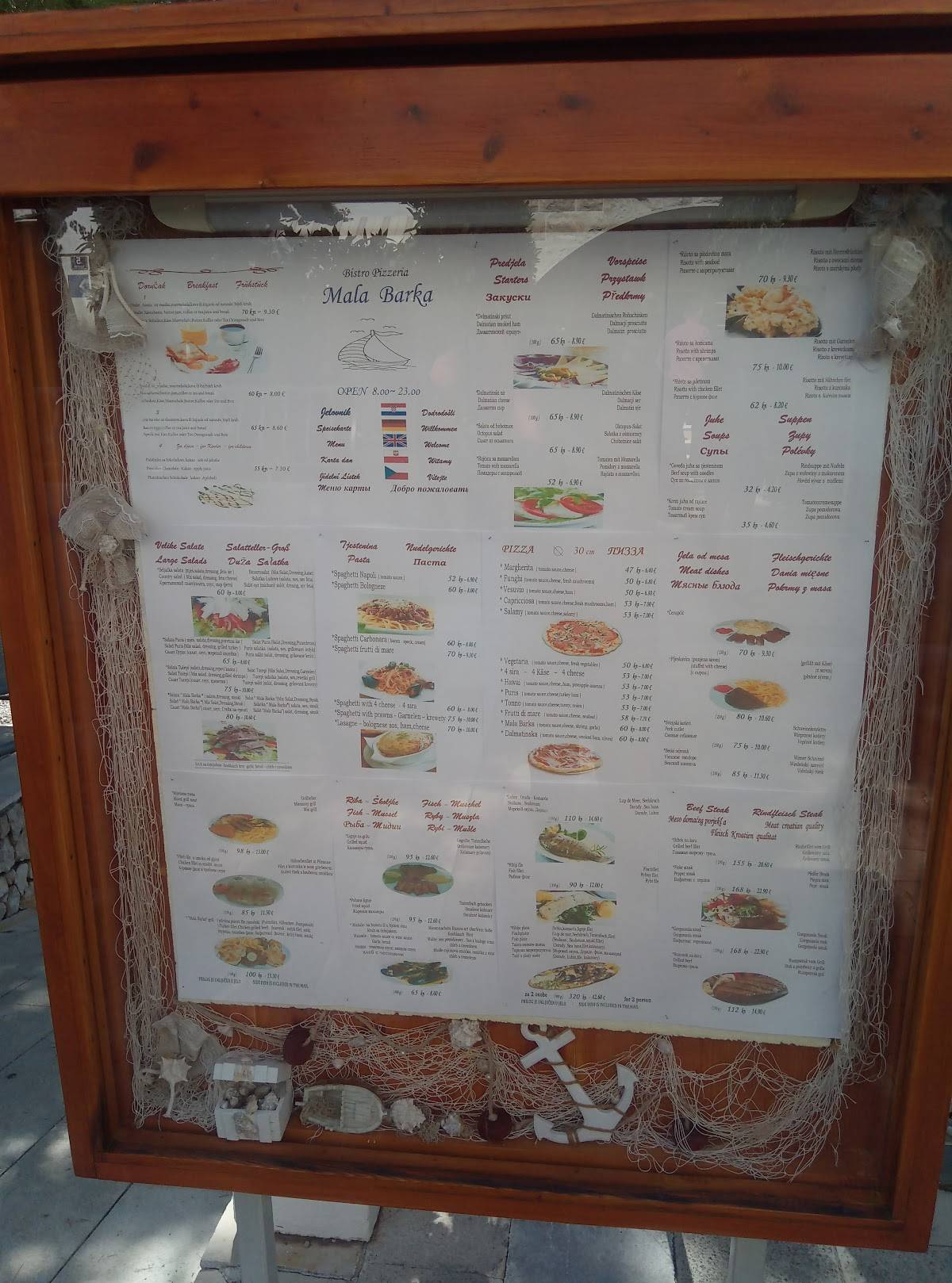 Menu at Restoran - Mala Barka, Tučepi