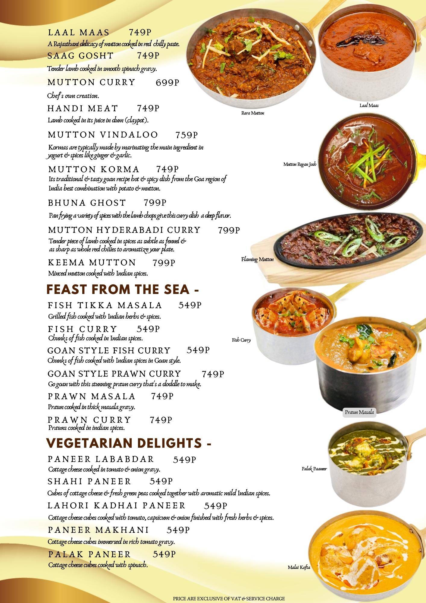 Menu at Royal Indian Curry House restaurant, Makati, General Luna