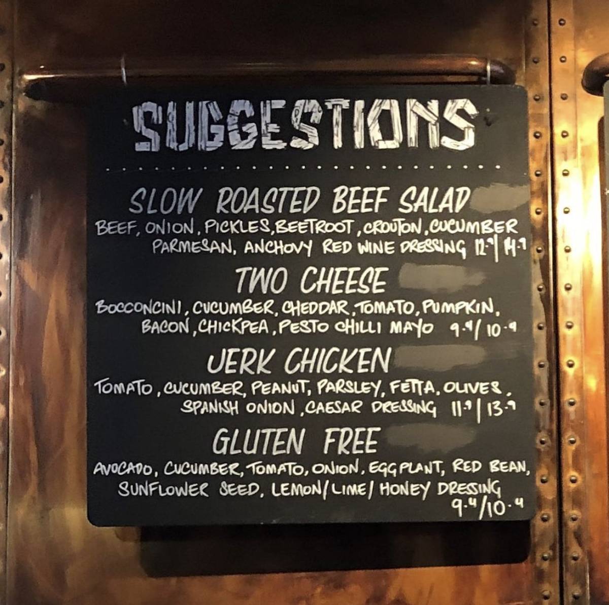 Menu at Stock Market Kitchen restaurant, Sydney, 7/161 Castlereagh St