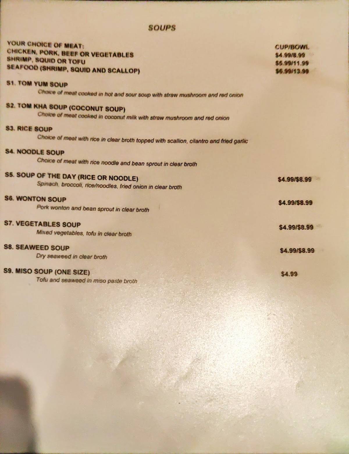 Menu at Thai Samurai Restaurant, New Port Richey, Little Rd