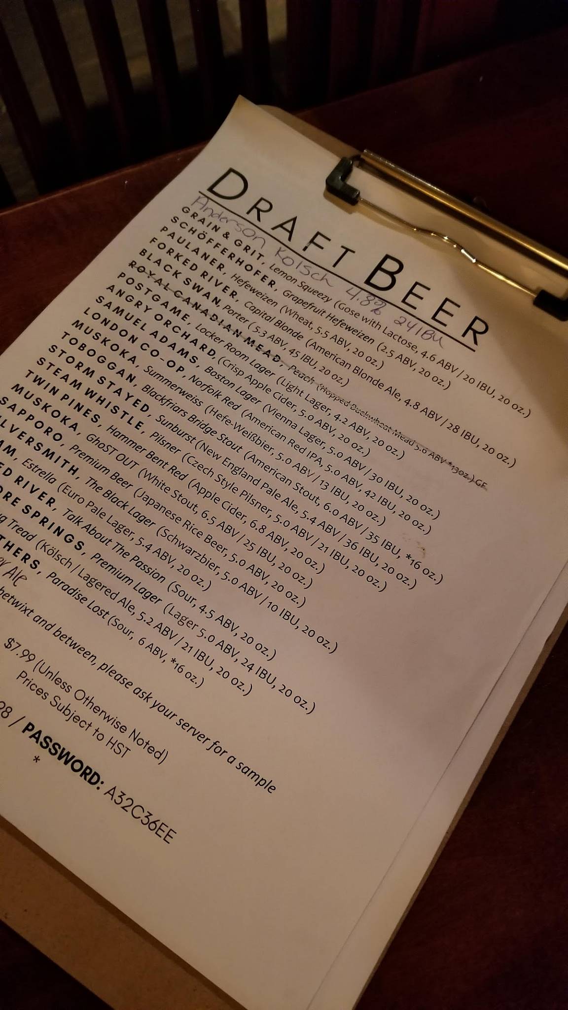 Menu at The Bungalow restaurant, London