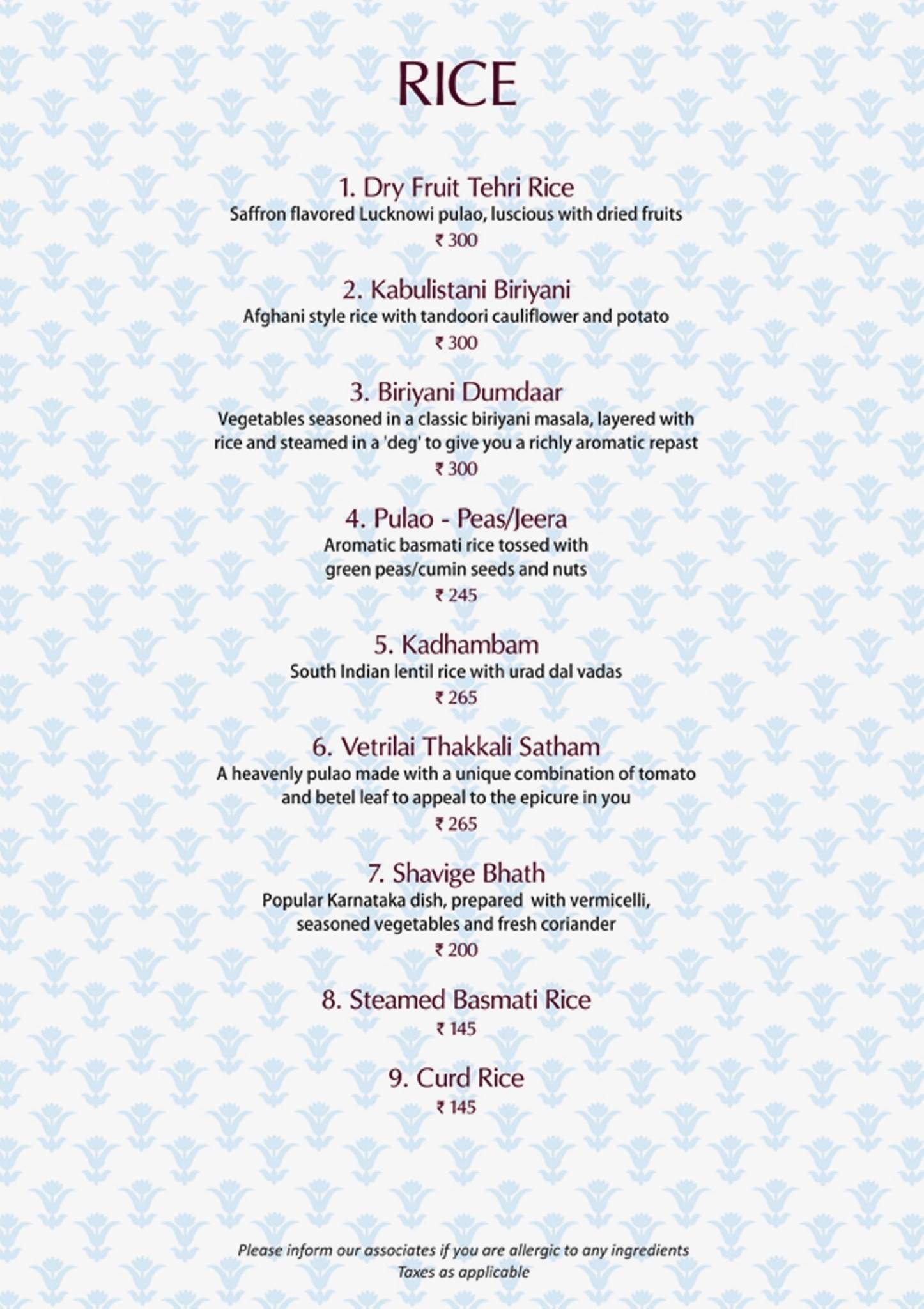 Menu at The Higher Taste Restaurant, Bengaluru, Inside ISKCON