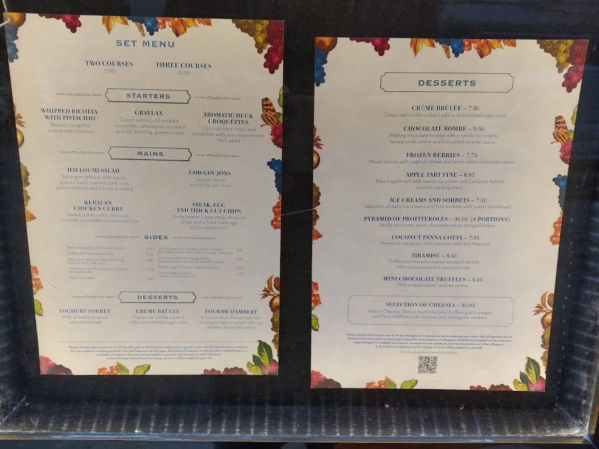 Menu at The Ivy Exeter restaurant, Exeter