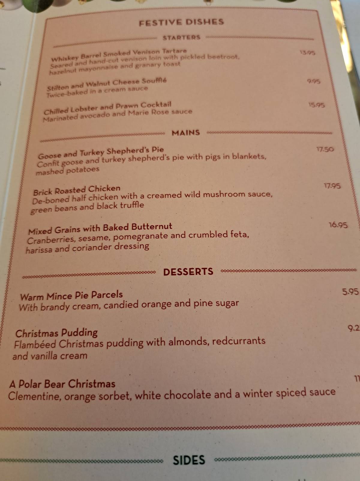 Menu at The Ivy Exeter restaurant, Exeter