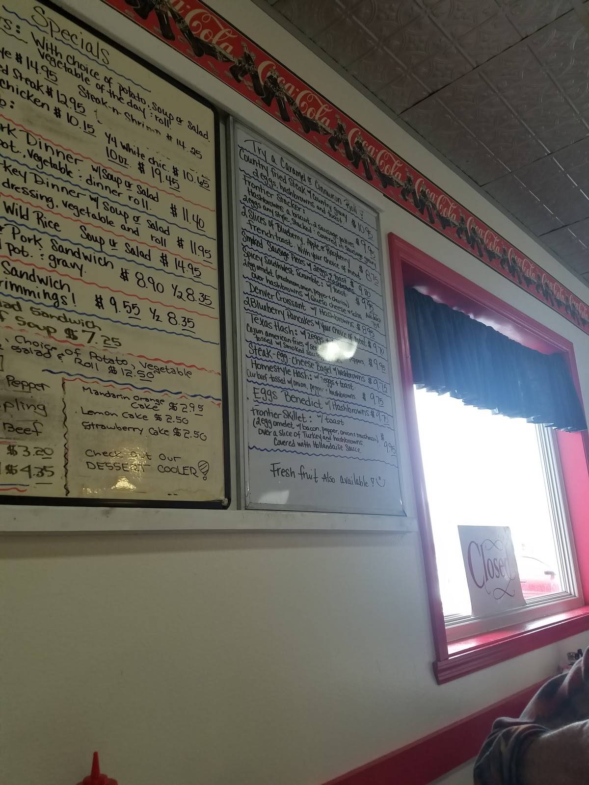 Menu at The New Frontier restaurant, Turtle Lake