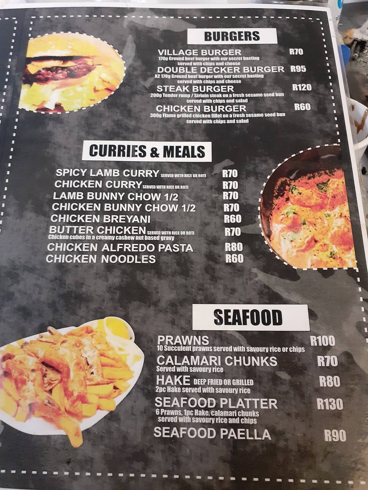 Menu at The Village Buffet restaurant, Cape Town