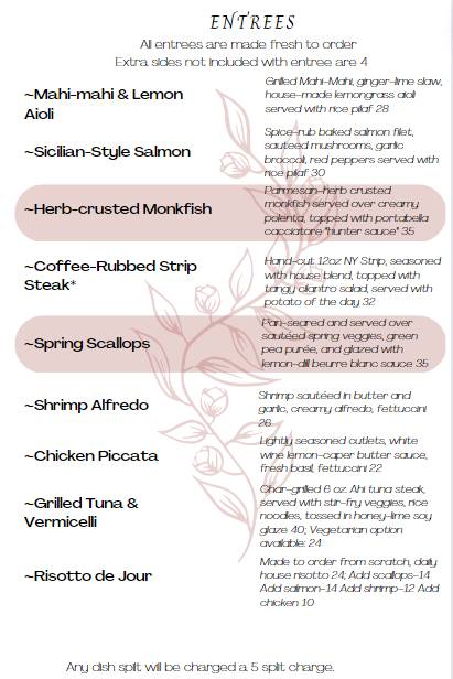Menu at The Wildemount restaurant, Aiken
