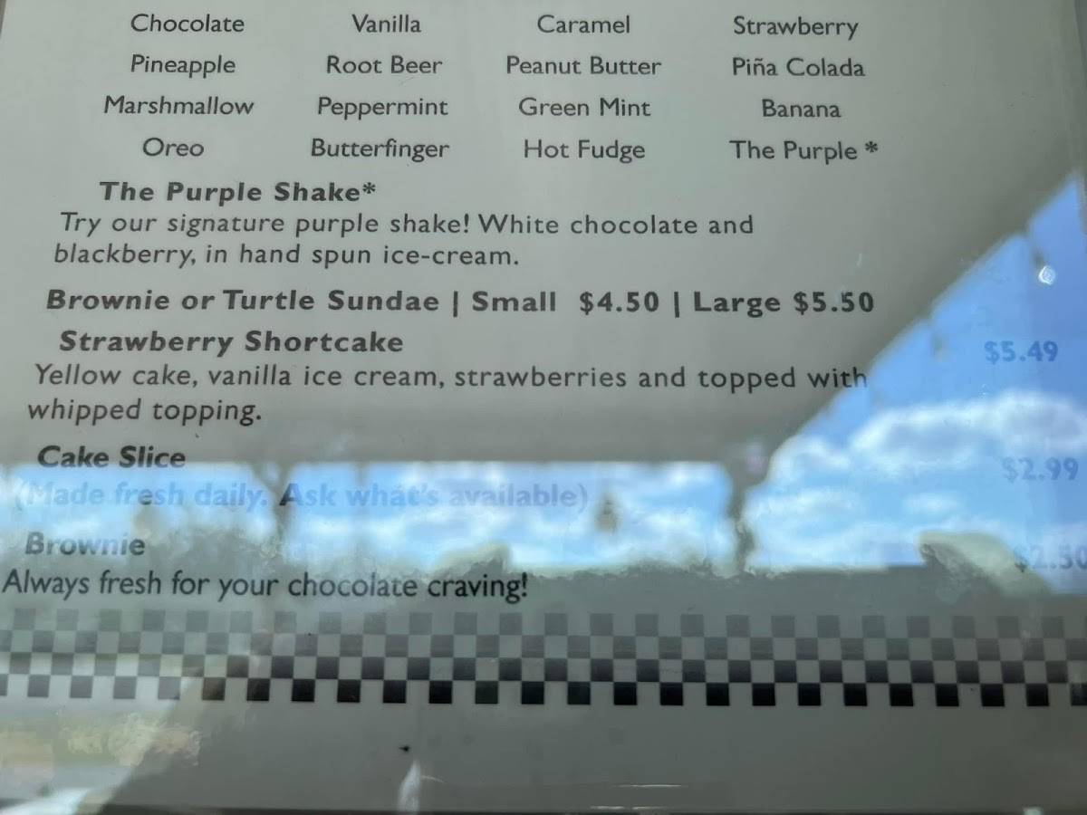 Menu at The purple pit stop restaurant, Polk City