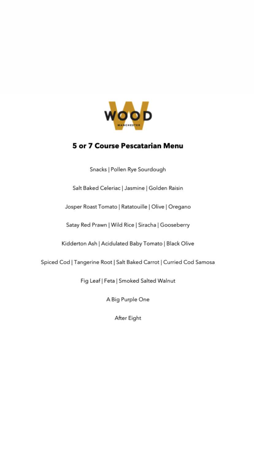 Menu at WOOD Manchester by Simon Wood restaurant, Manchester