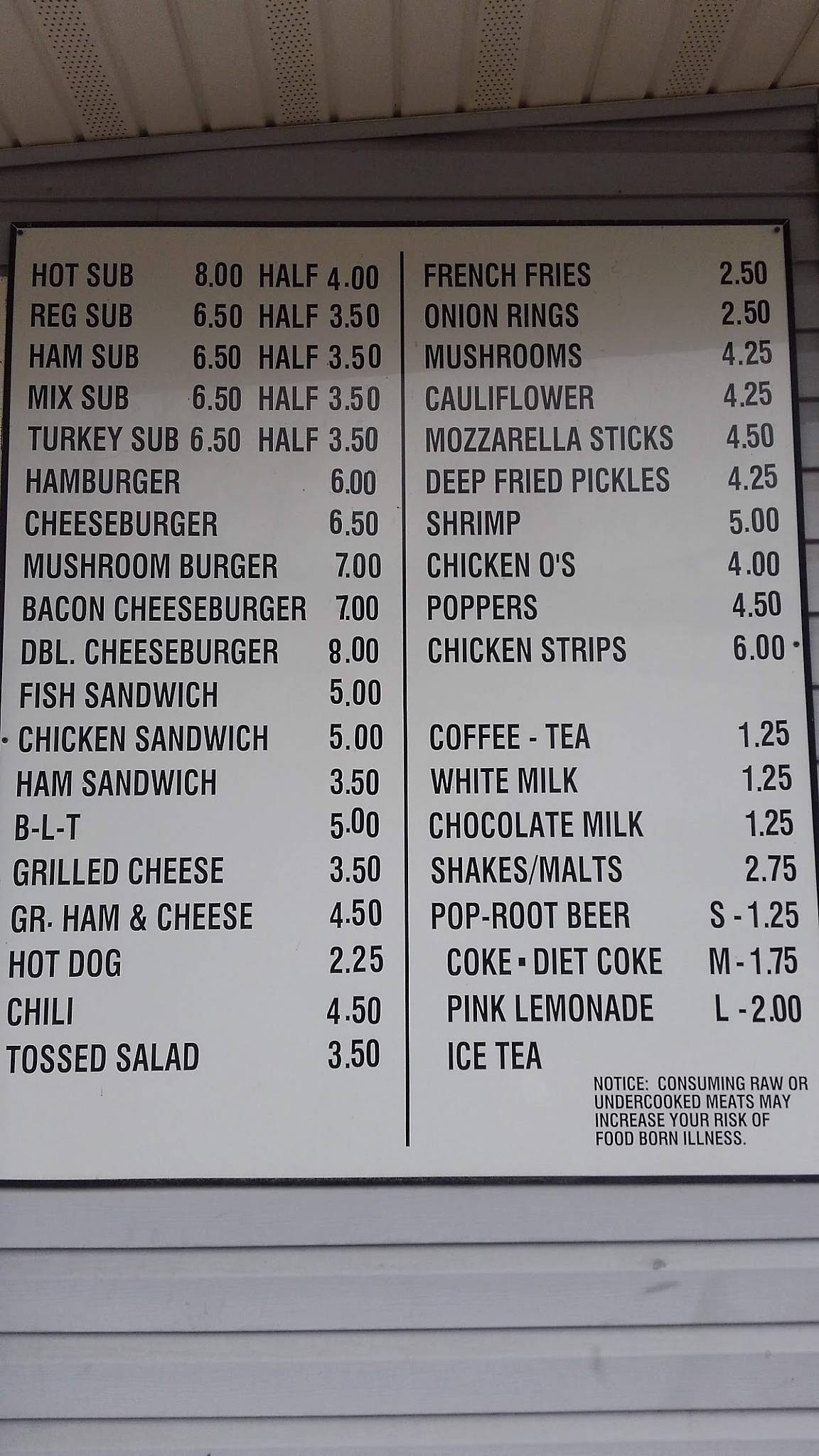 Menu at West Pier Drive-In restaurant, Sault Ste. Marie