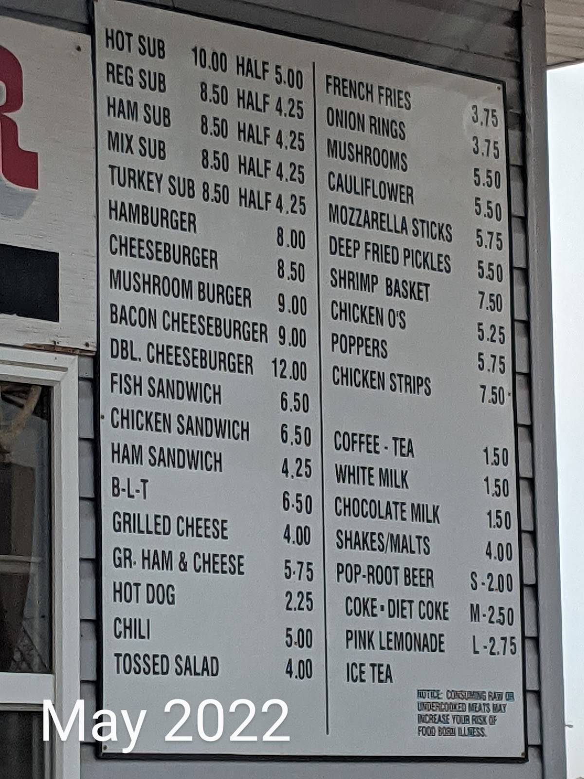Menu at West Pier Drive-In restaurant, Sault Ste. Marie