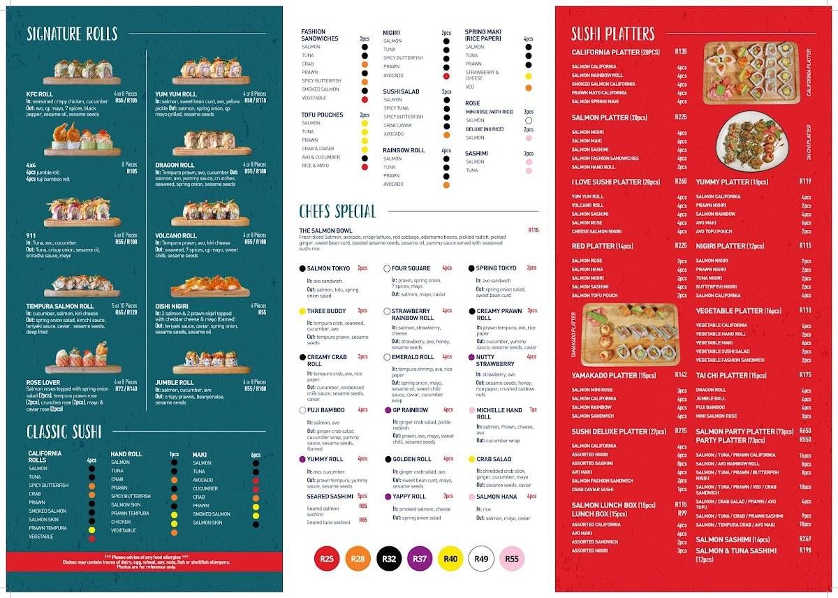 Menu at Yamakado Sushi Restaurant Fourways, Sandton