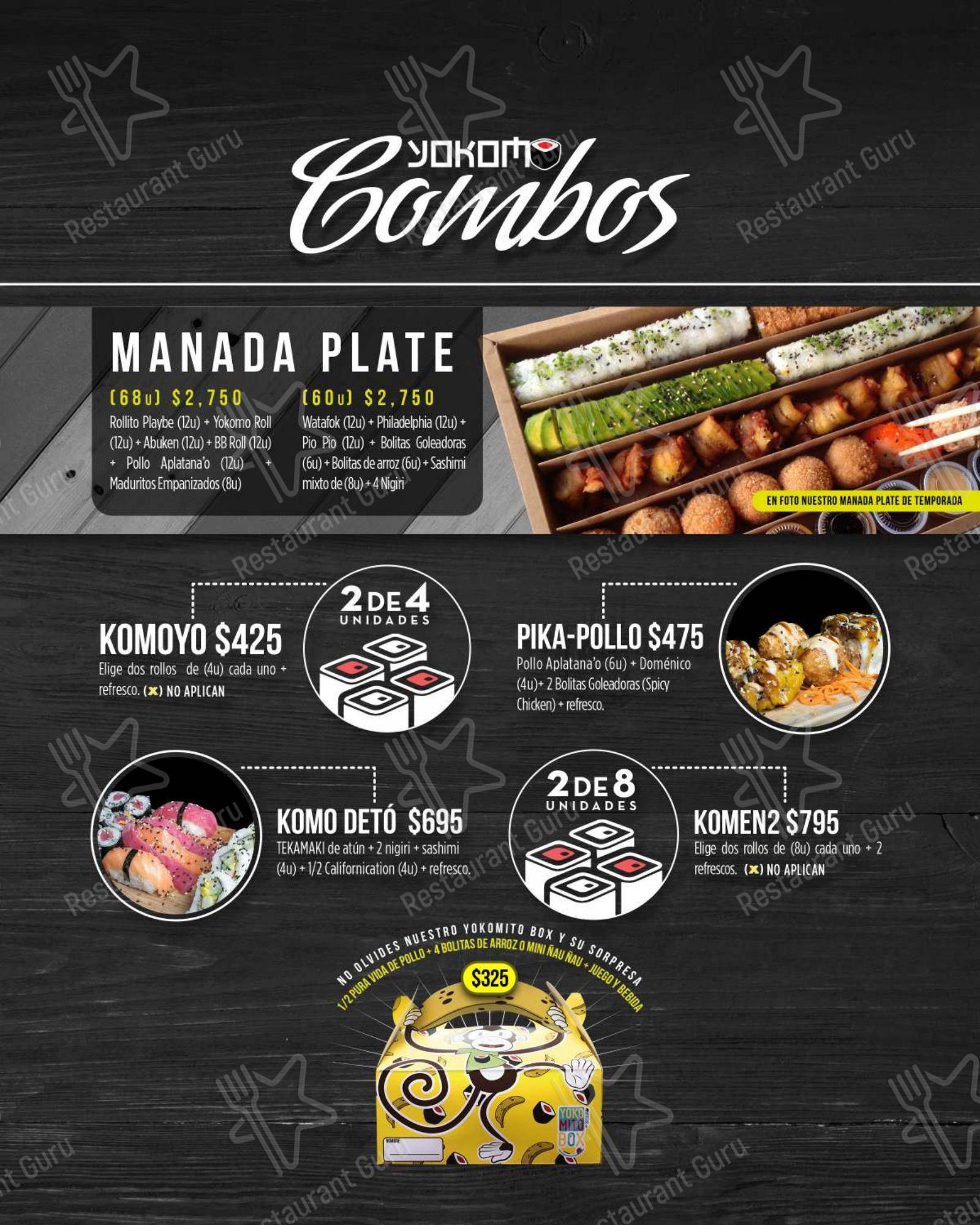 Carta del restaurante Yokomo Sushi Gazcue, Santo Domingo, C. Cervantes 201