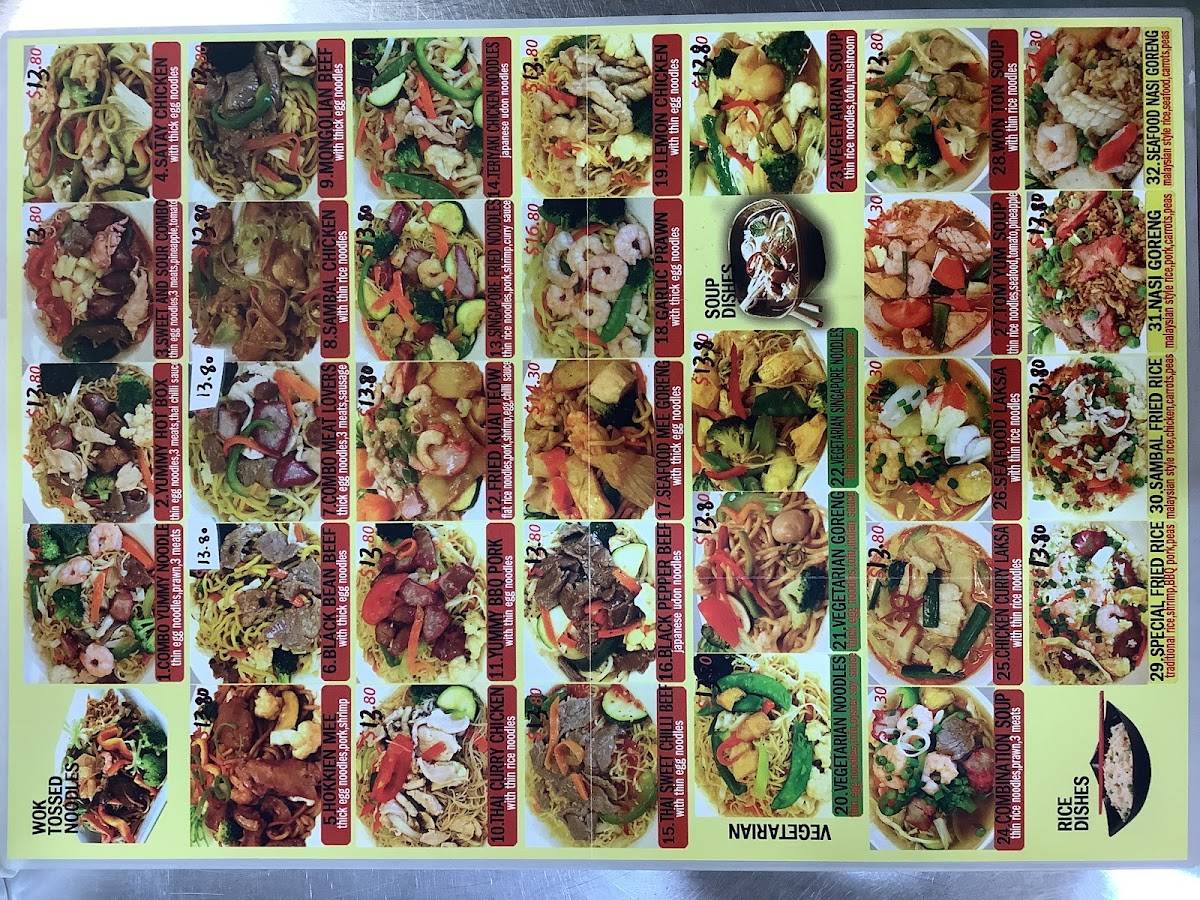 Menu at Yummy Noodle restaurant, Casuarina