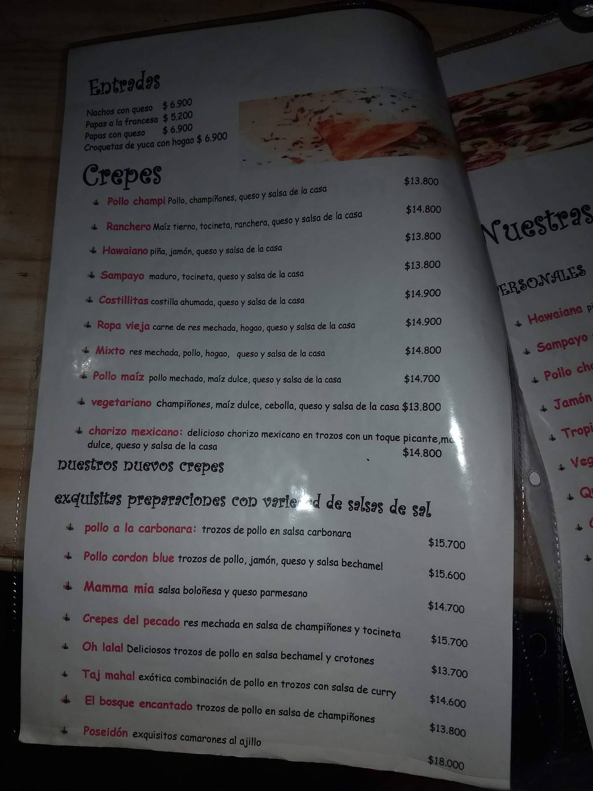 Carta de Restaurante Mistiko, Cali, Carrera 23