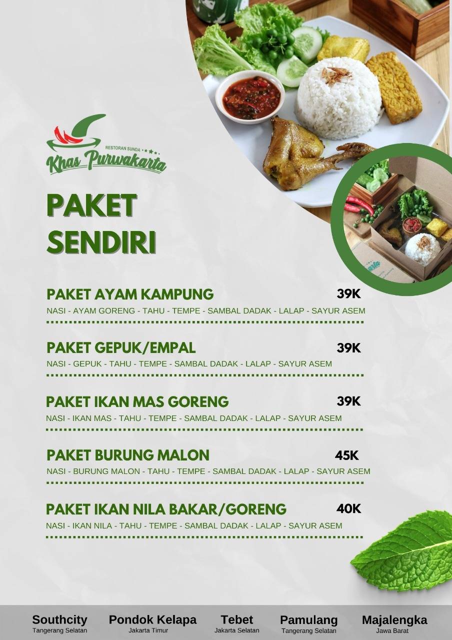 Menu at Resto Sunda Khas Purwakarta Pd Kelapa restaurant, East Jakarta