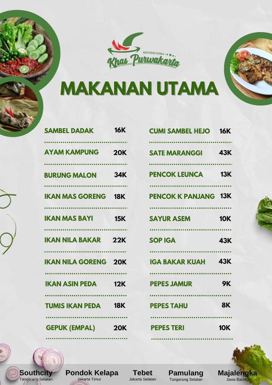 Menu at Resto Sunda Khas Purwakarta Pd Kelapa restaurant, East Jakarta