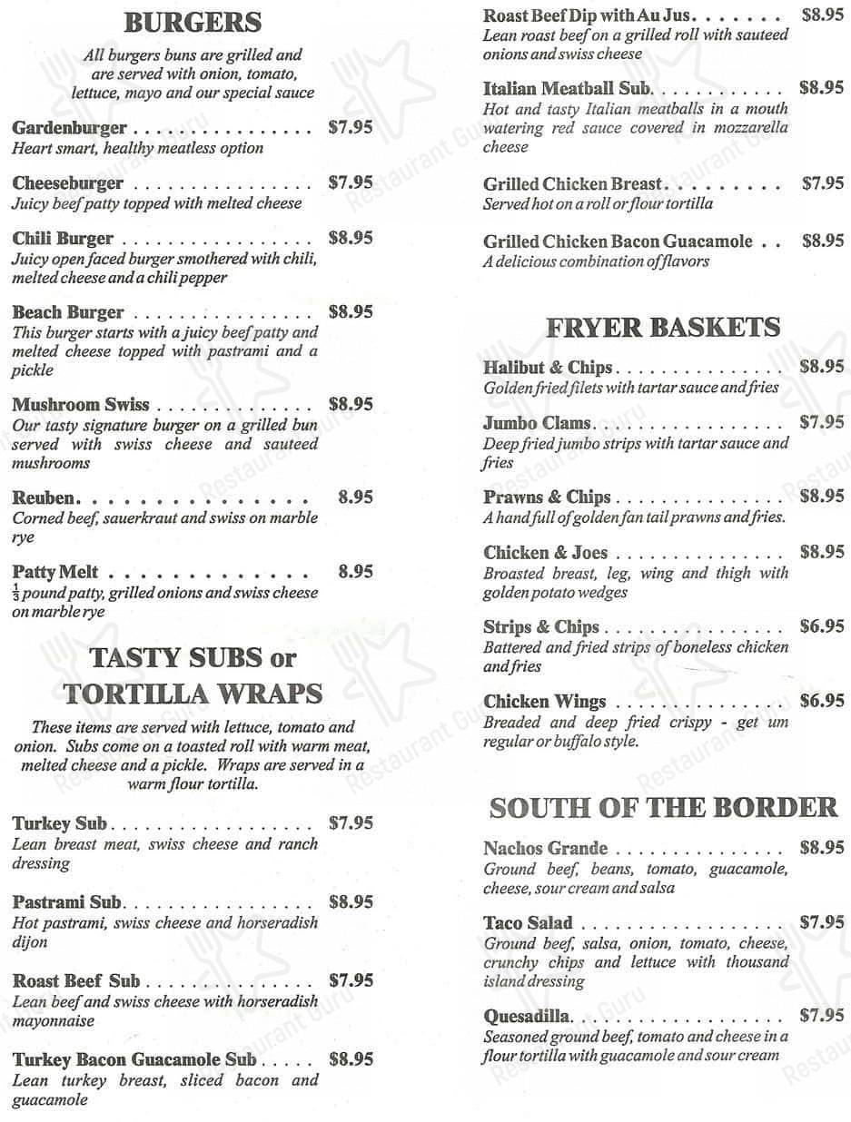 Menu at Rick's Roadhouse pub & bar, Rockaway Beach, 184 N Hwy 101