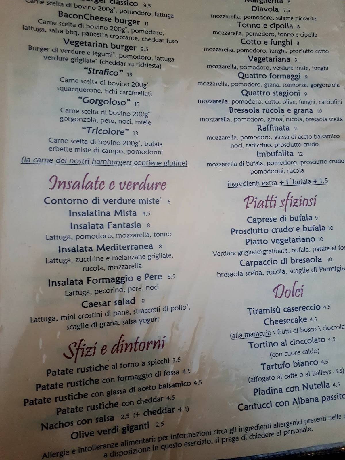 Menu da La Cantinetta ristorante, Rimini