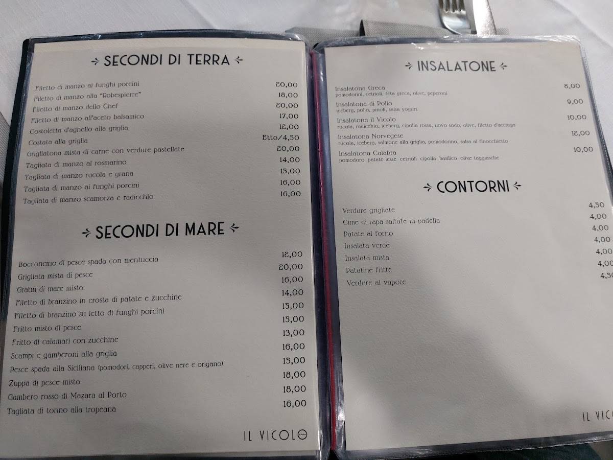 Menu da Ristorante Pizzeria Il Vicolo, Rho