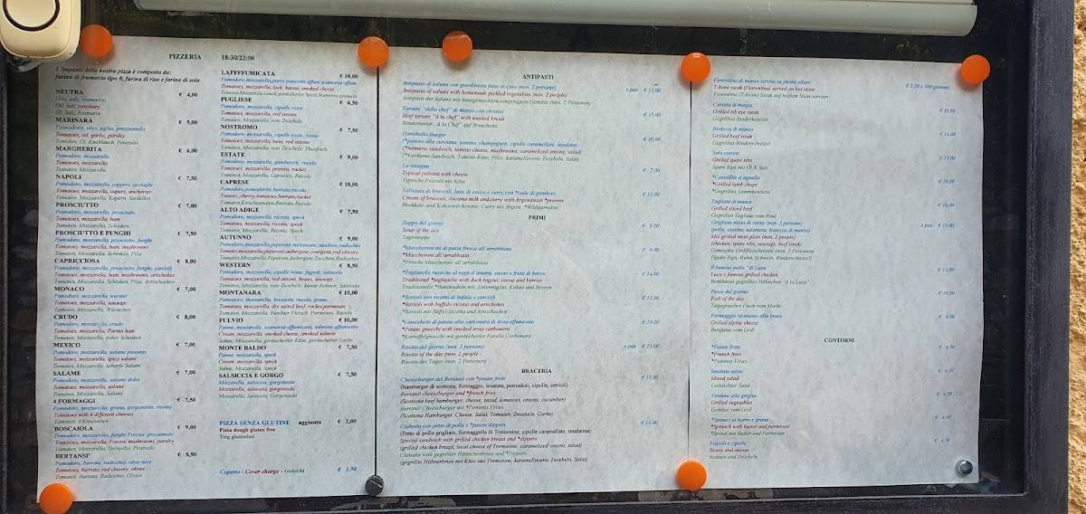 Menu at Ristorante al Bertansì, Roina