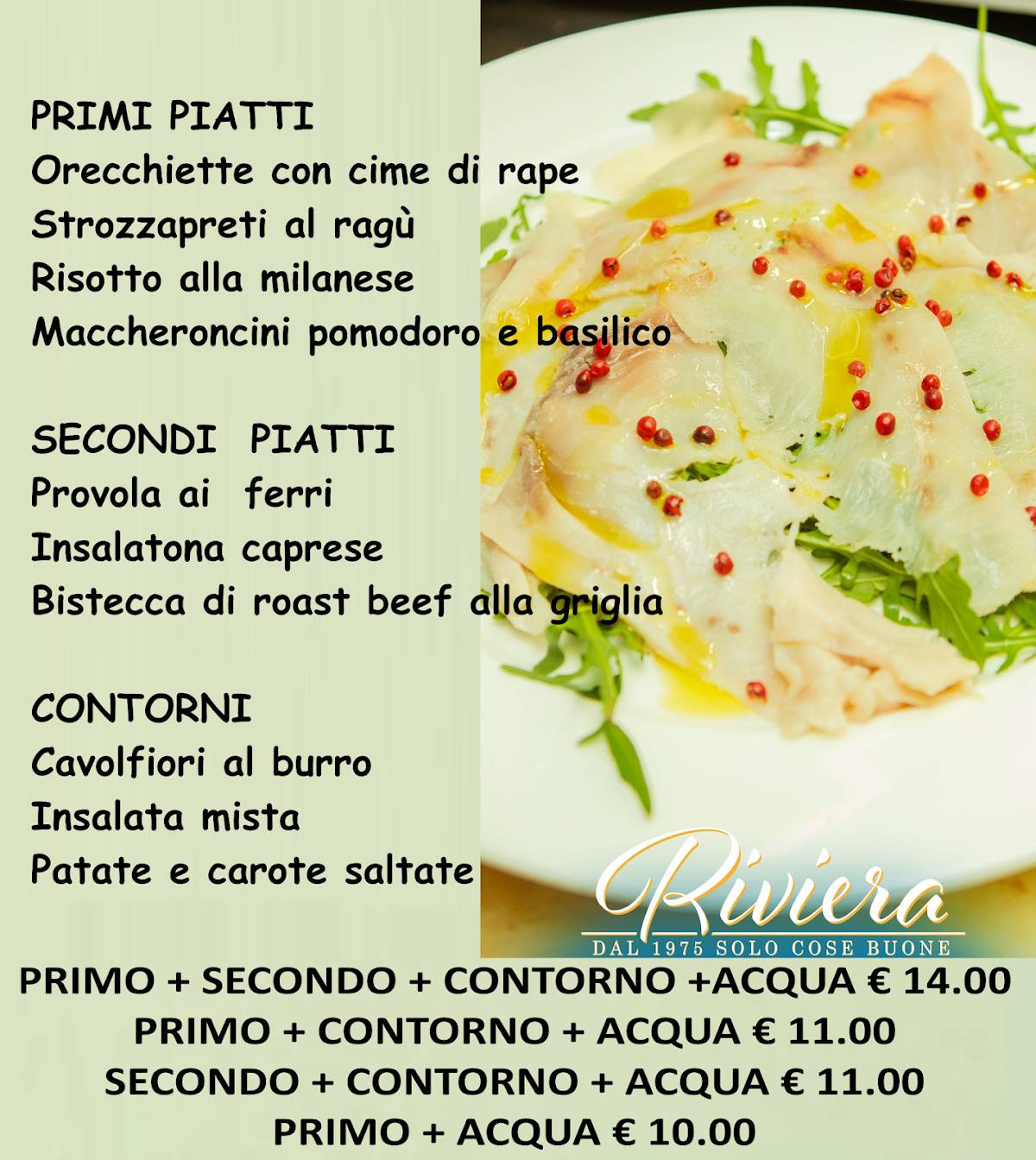 Menu da Ristorante Pizzeria Riviera, Milano, Piazza Serafino Belfanti