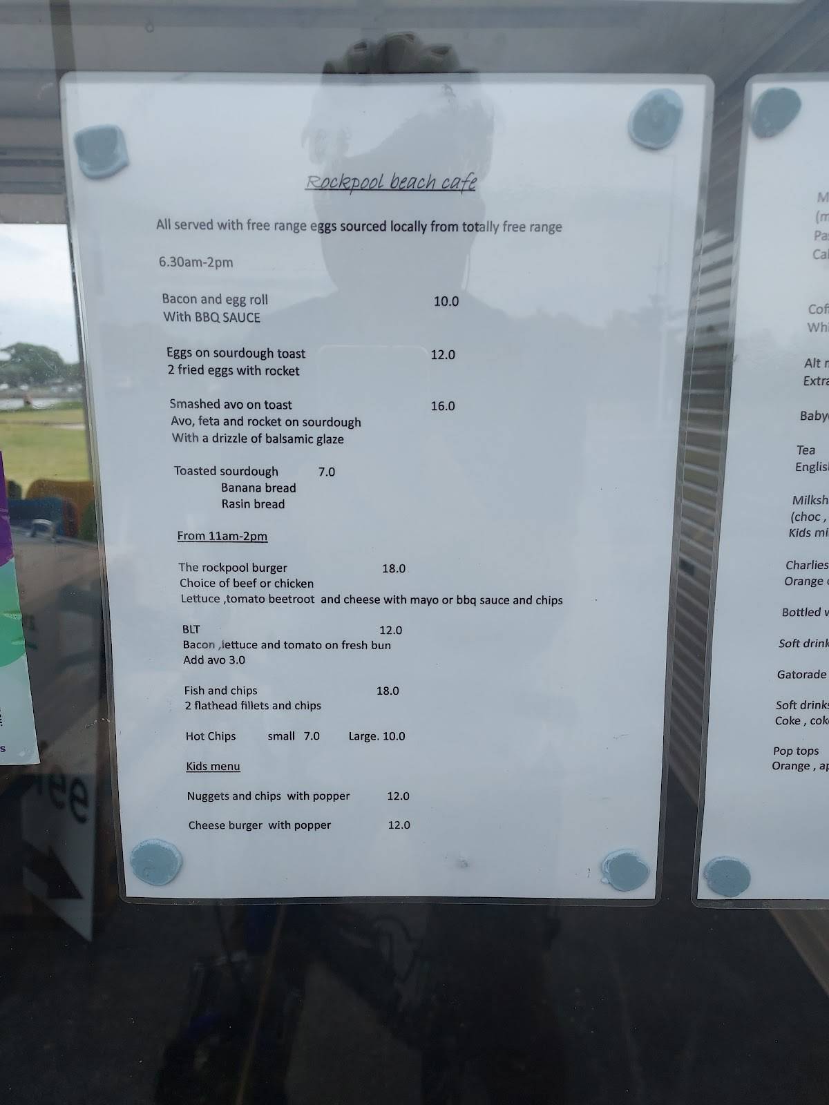 Menu at Rockpool Beach - New Management cafe, Tuncurry