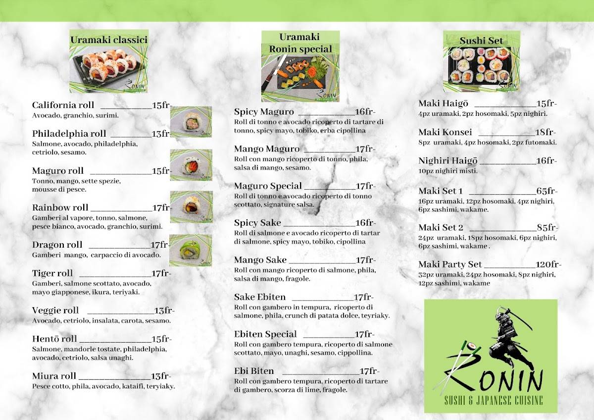 Speisekarte von Ronin Food Locarno, Locarno