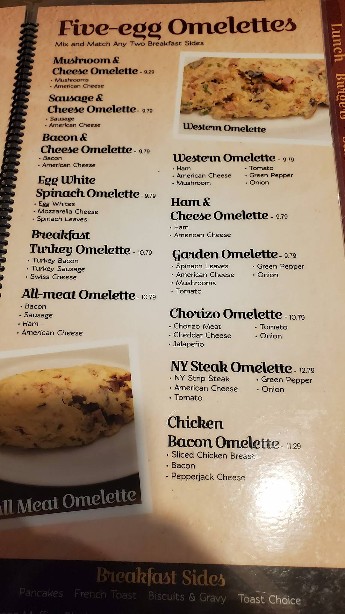 Menu at Round the Clock Schererville restaurant, Schererville