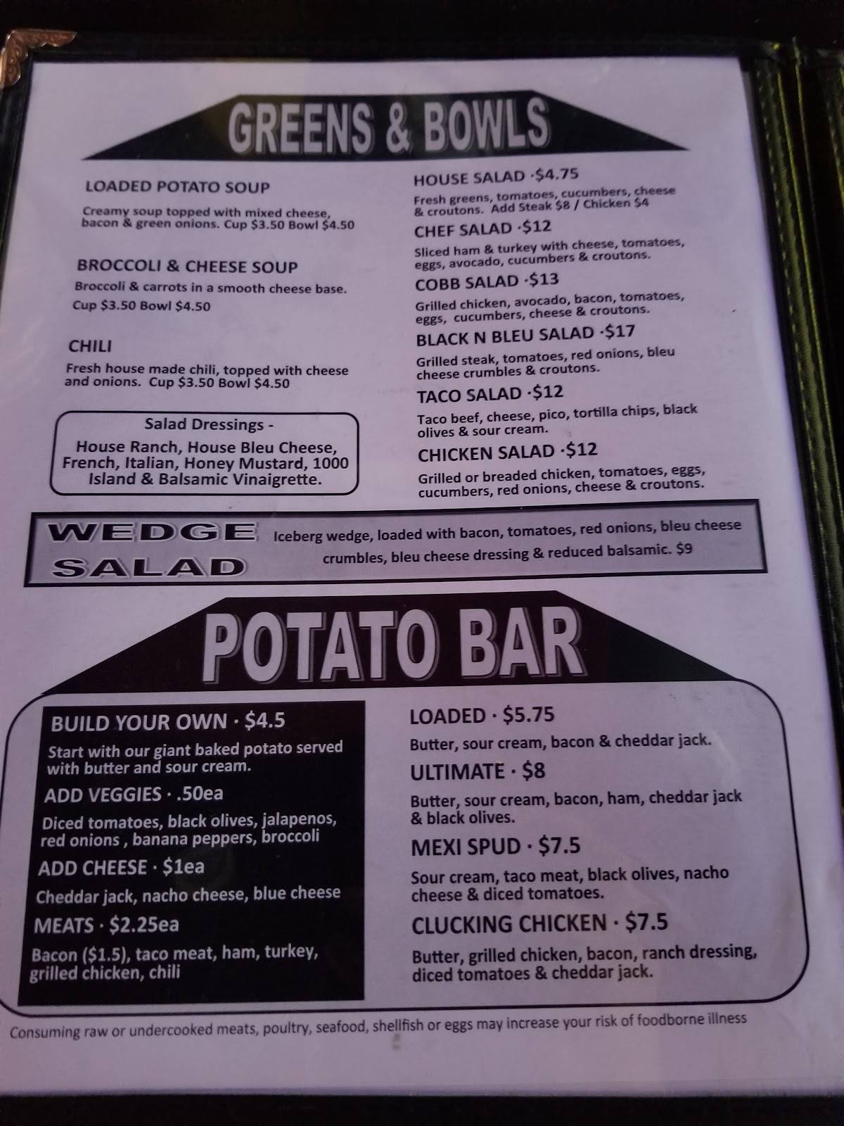 Menu at The New Pal Pub, New Palestine