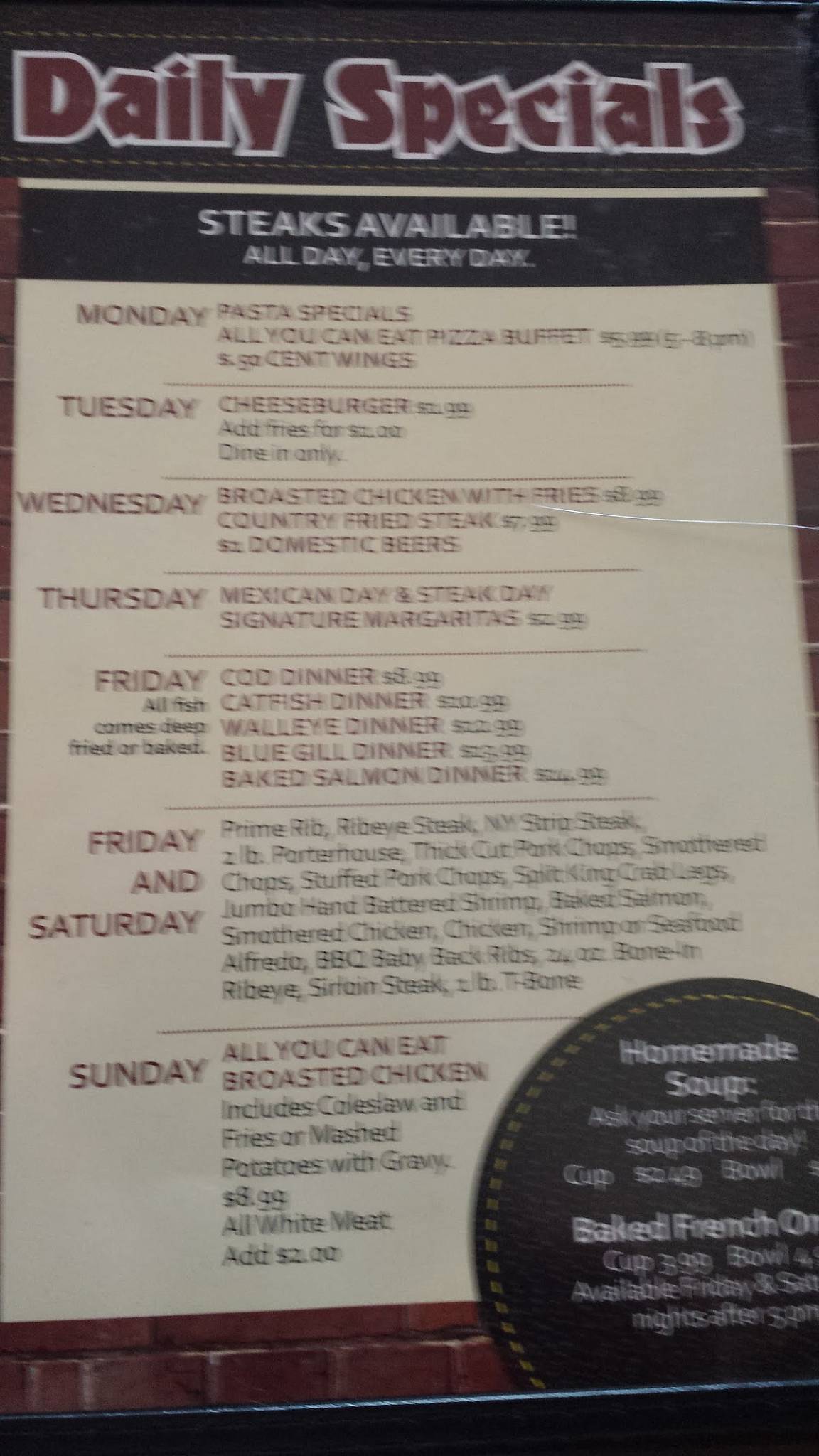 Menu at Route 20 Bar & Grill Inc, Freeport