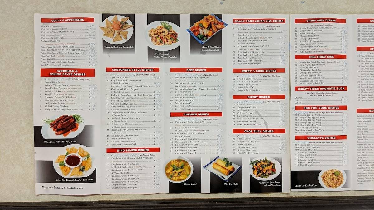 Menu at Ruby Garden Chinese Takeaway fast food, Middlesbrough