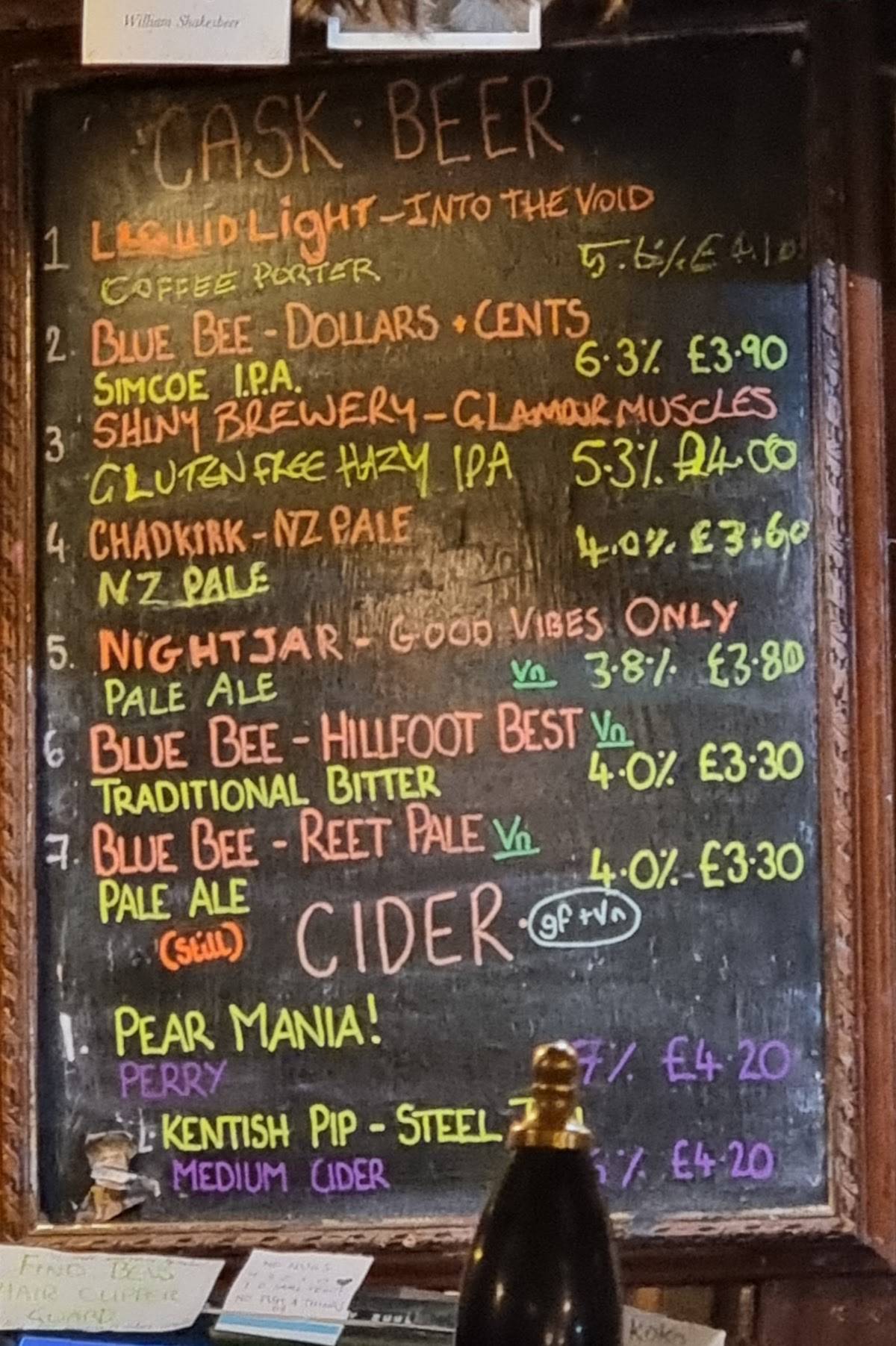 Menu at Rutland Arms pub & bar, Sheffield, 86 Brown St